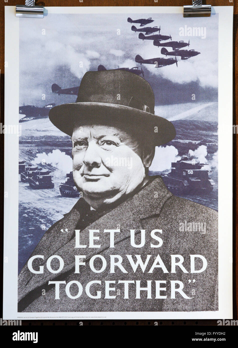 Second World War poster Winston Churchill Let Us Go Forward Together ...
