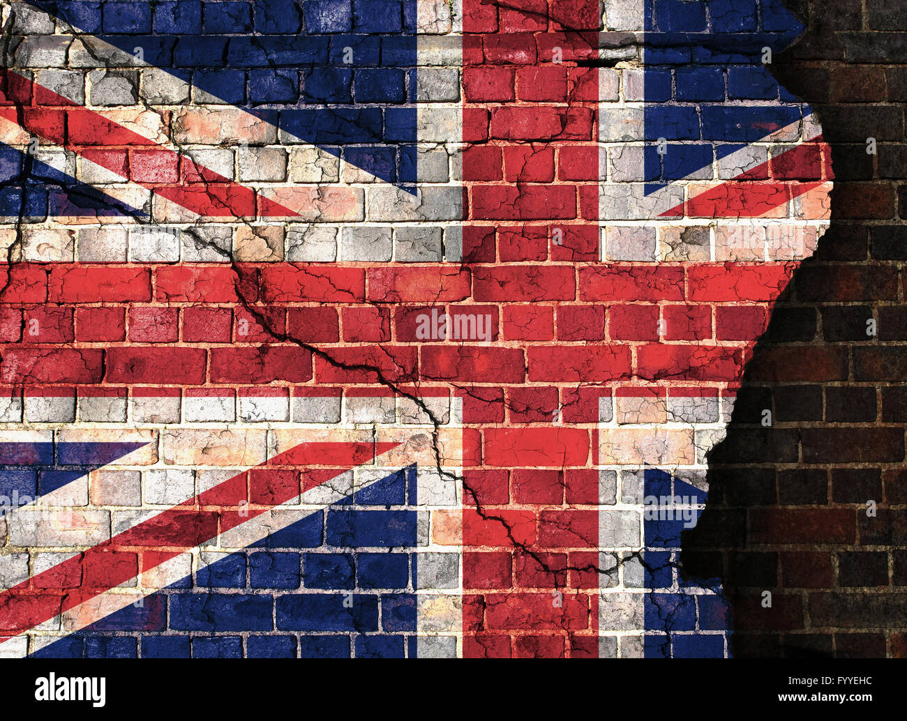 Union flag on a cracked brick wall background Stock Photo - Alamy