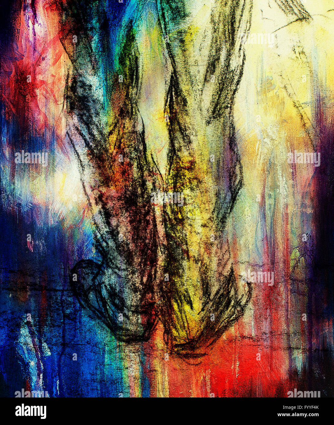 art drawing man legs and color abstract background Stock Photo - Alamy