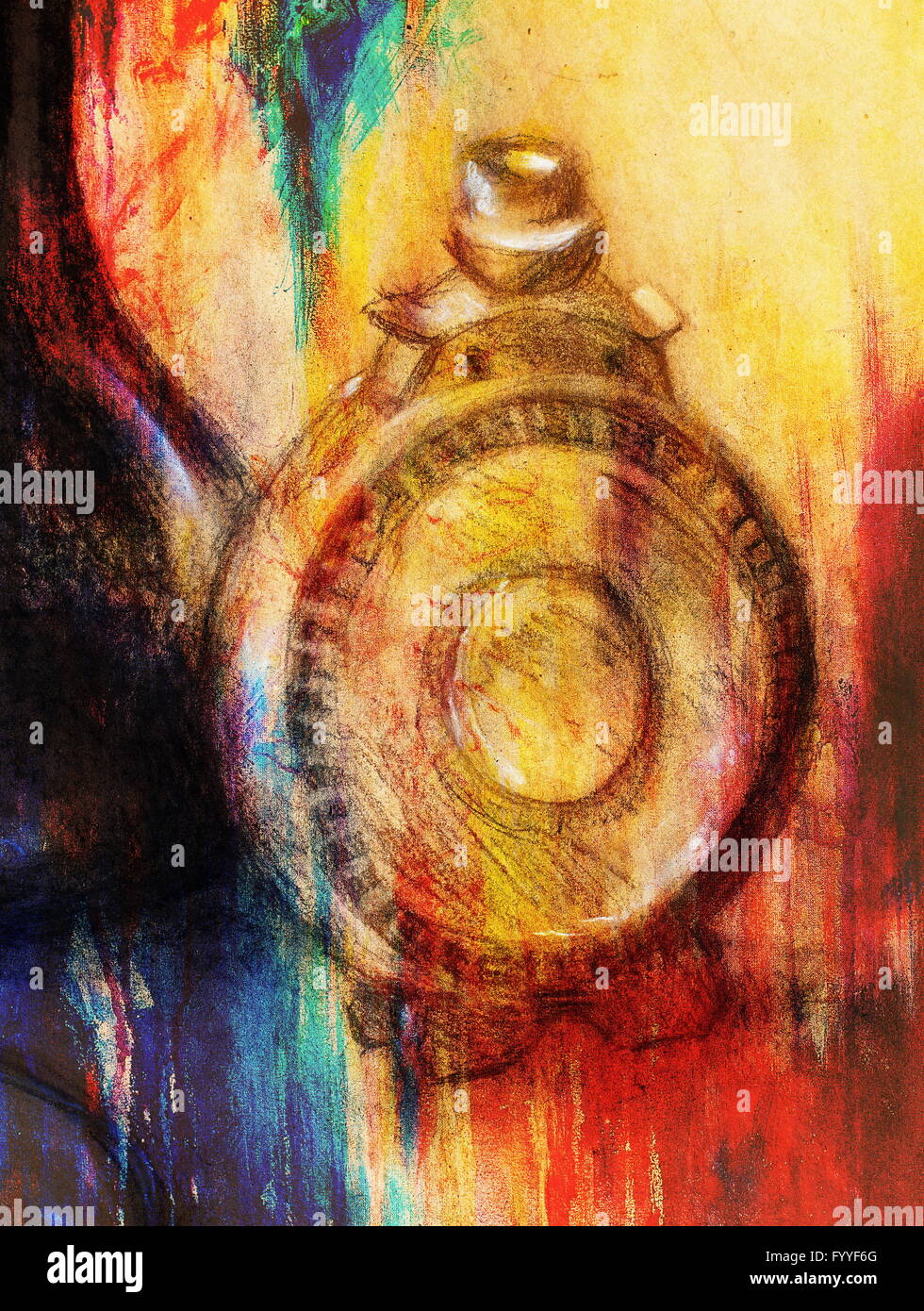 Drawing flask on paper. Original hand draw and Color effect Stock Photo ...