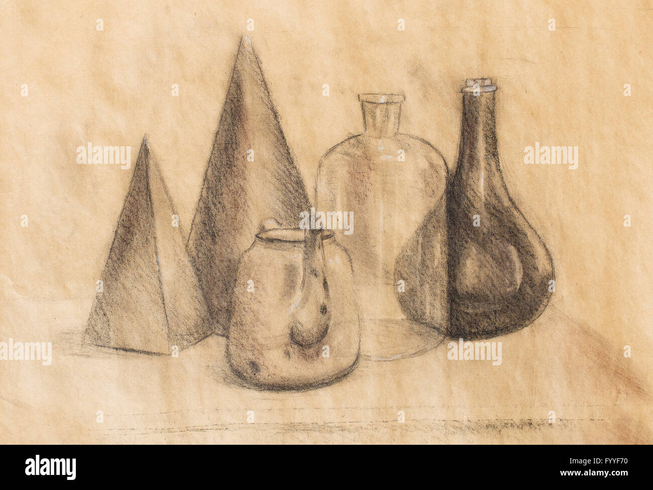 still life drawing. Original hand draw on paper Stock Photo - Alamy