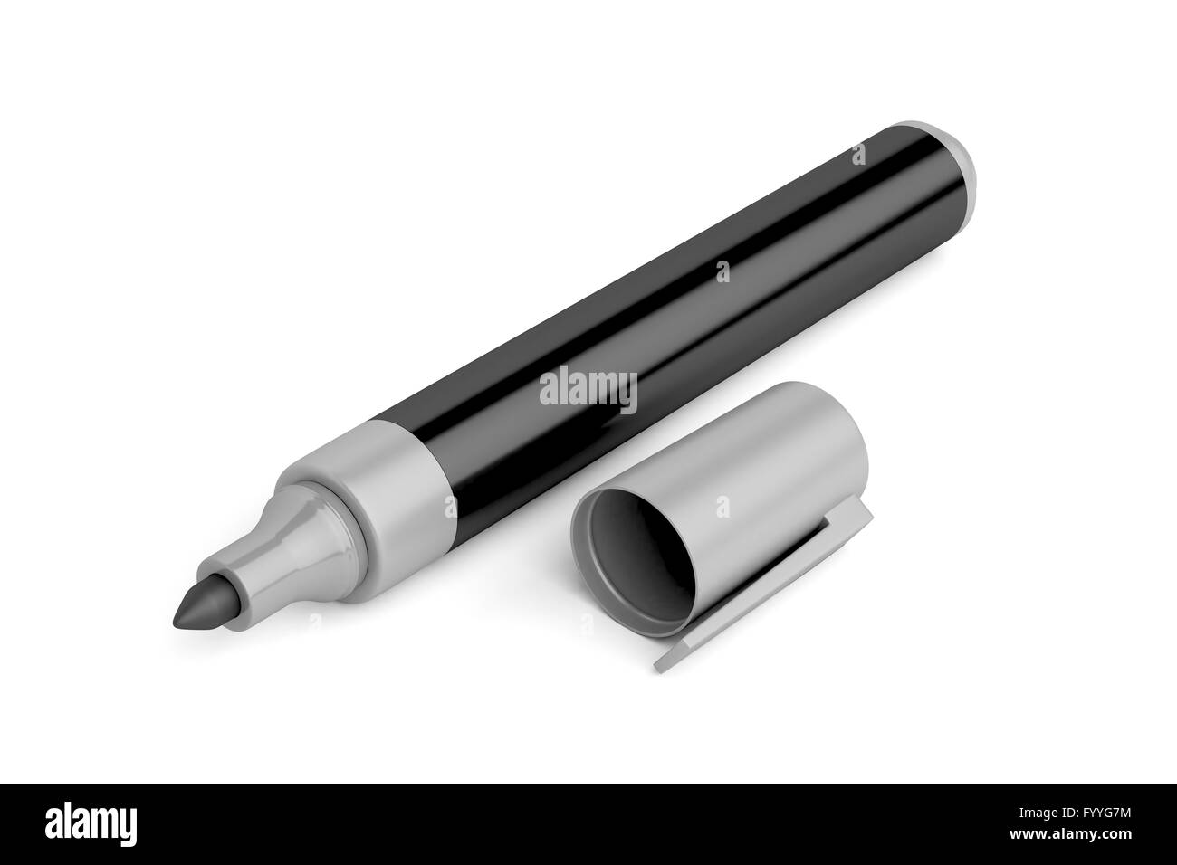 Black permanent marker on white background Stock Photo - Alamy