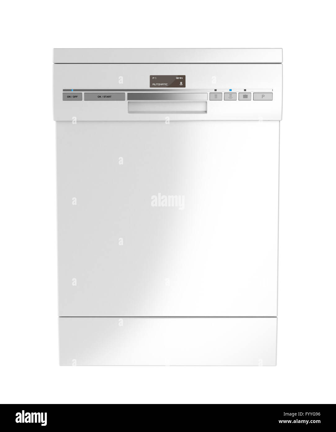 Front view of white dishwasher isolated on white background Stock Photo ...
