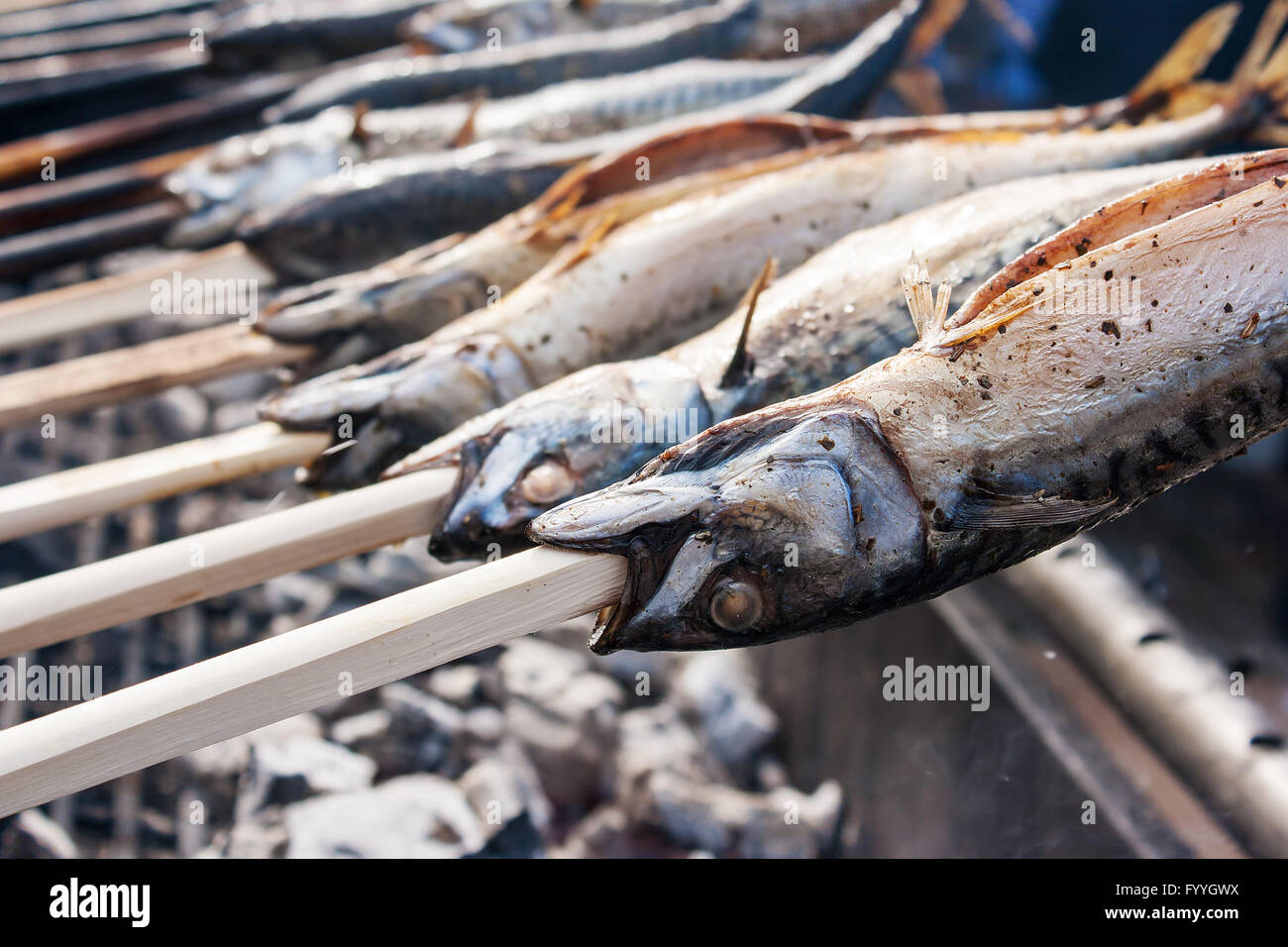 Cooking fish on coals hi-res stock photography and images - Alamy