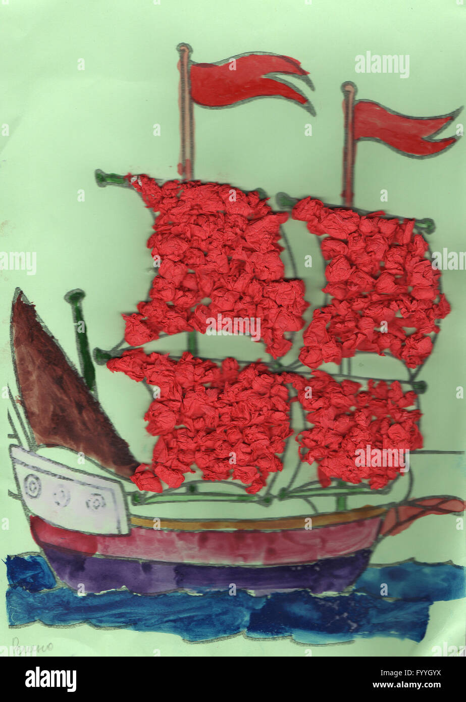 Sailing ship child drawing hi-res stock photography and images - Alamy