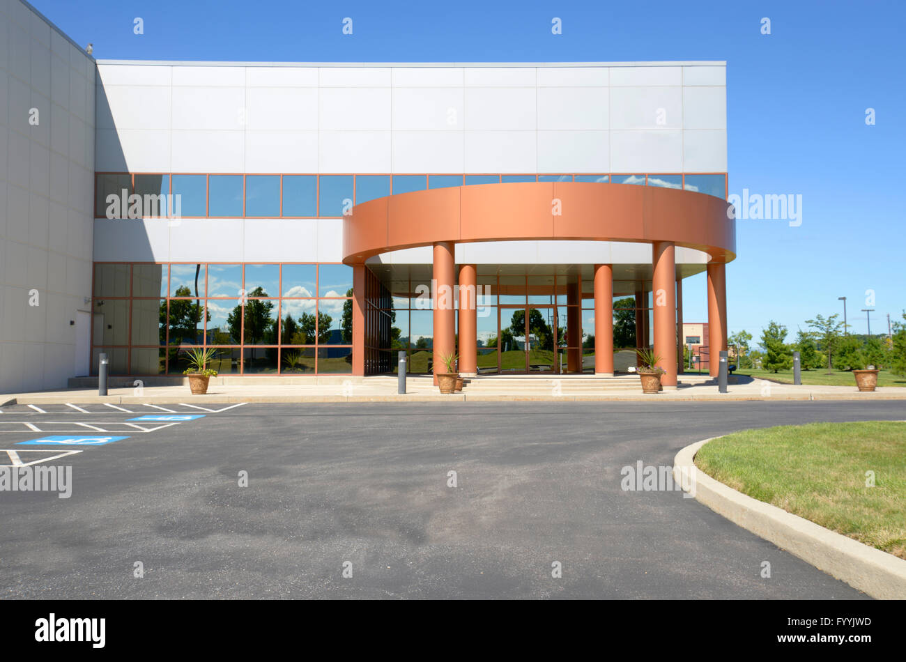 exterior of a modern corporate building with many glass windows Stock ...