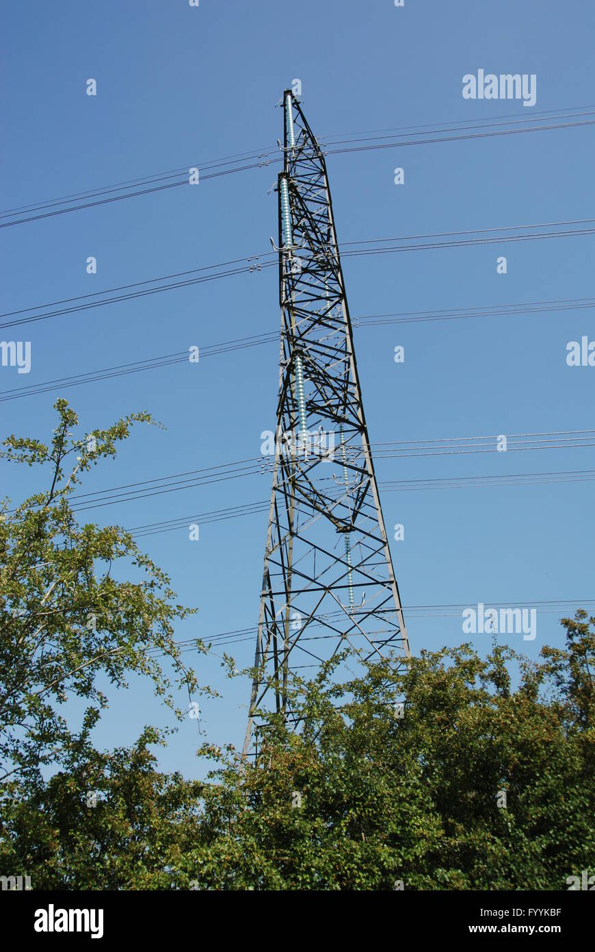 Electricity pylon from below near Fareham UK Stock Photo - Alamy
