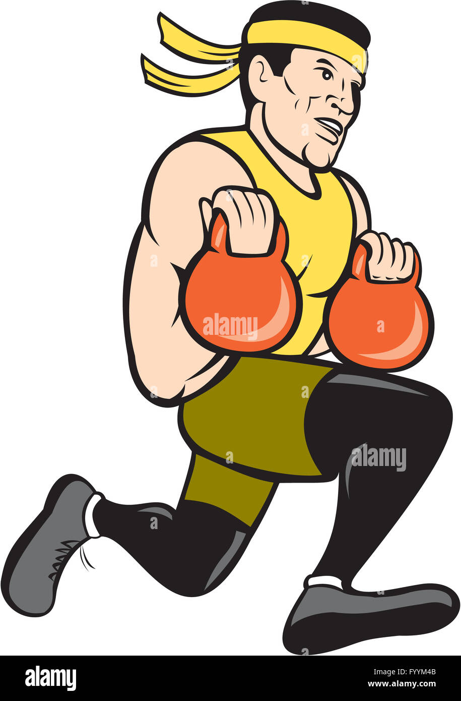 Crossfit Runner With Kettlebell Cartoon Stock Photo - Alamy