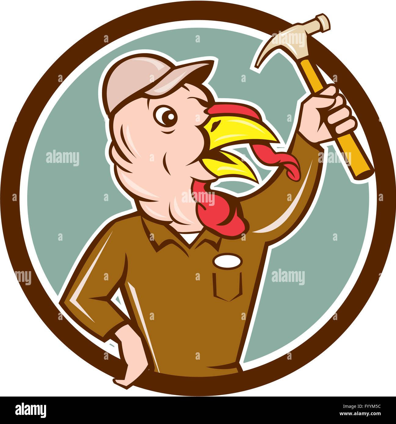 Cartoon carpenter builder holding hammer hi-res stock photography and ...