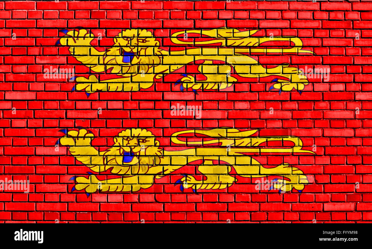 flag of Lower Normandy painted on brick wall Stock Photo - Alamy