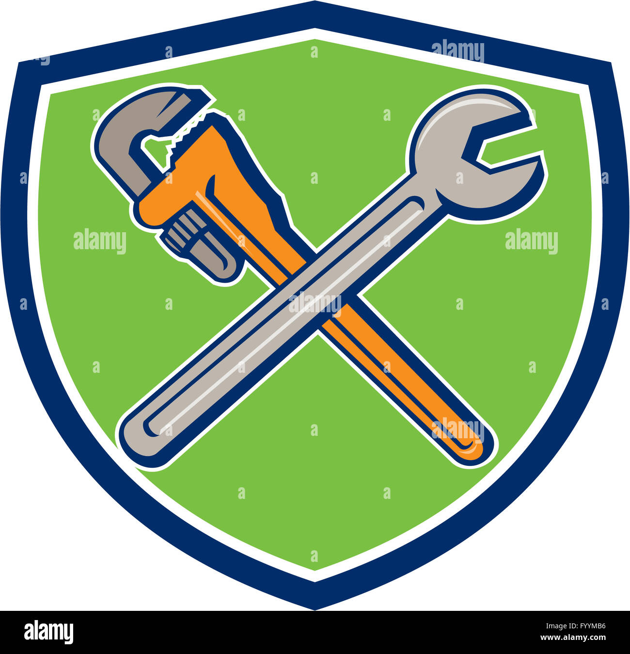 Spanner Monkey Wrench Crossed Crest Cartoon Stock Photo - Alamy