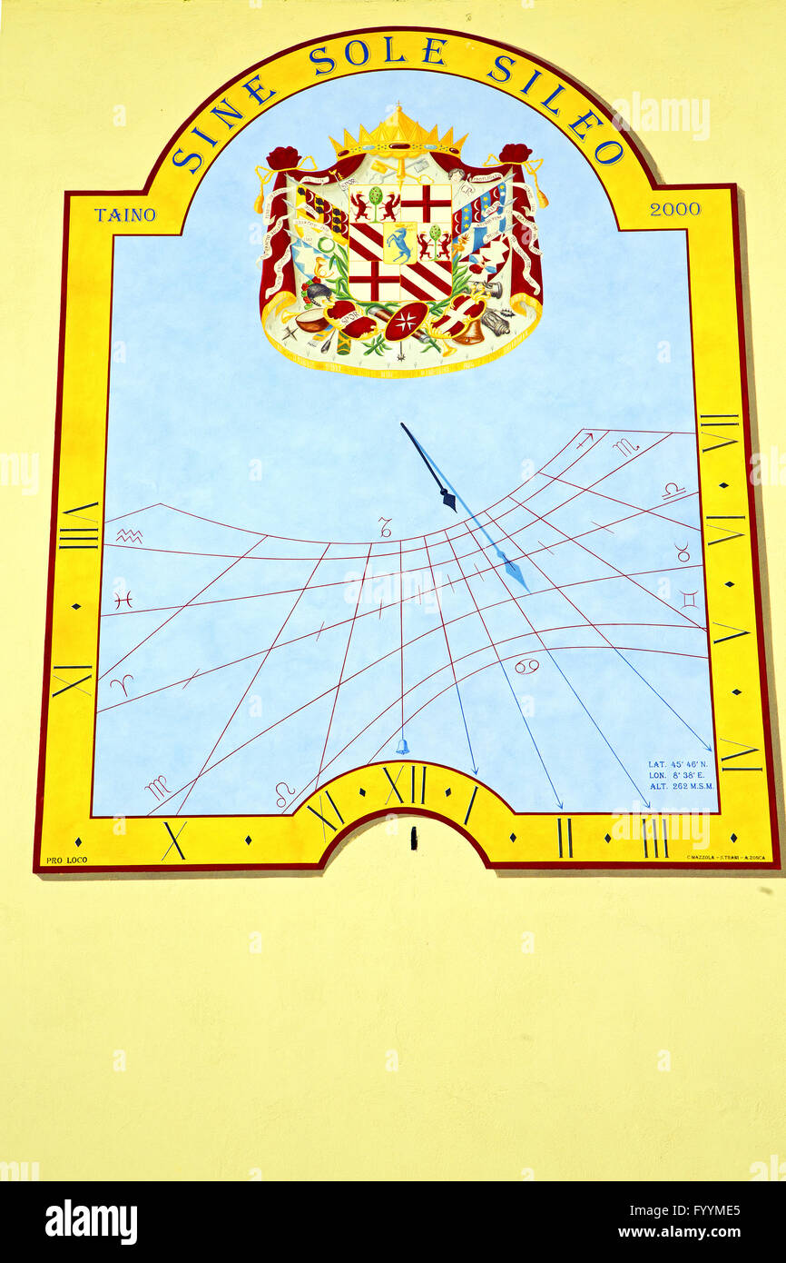 the sunny clock closed brick tower italy lombardy Stock Photo - Alamy