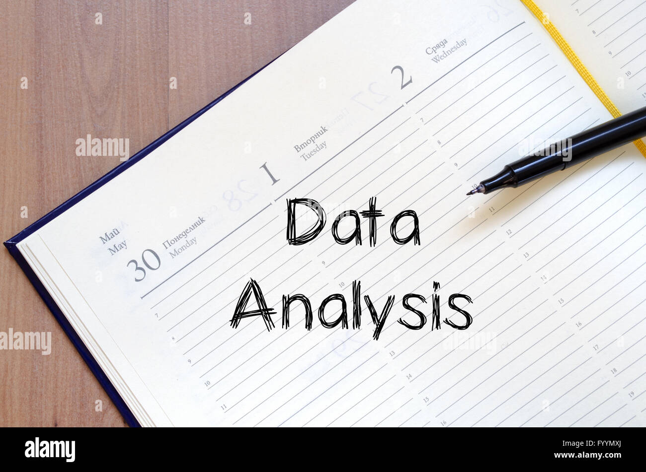Data analysis write on notebook Stock Photo - Alamy