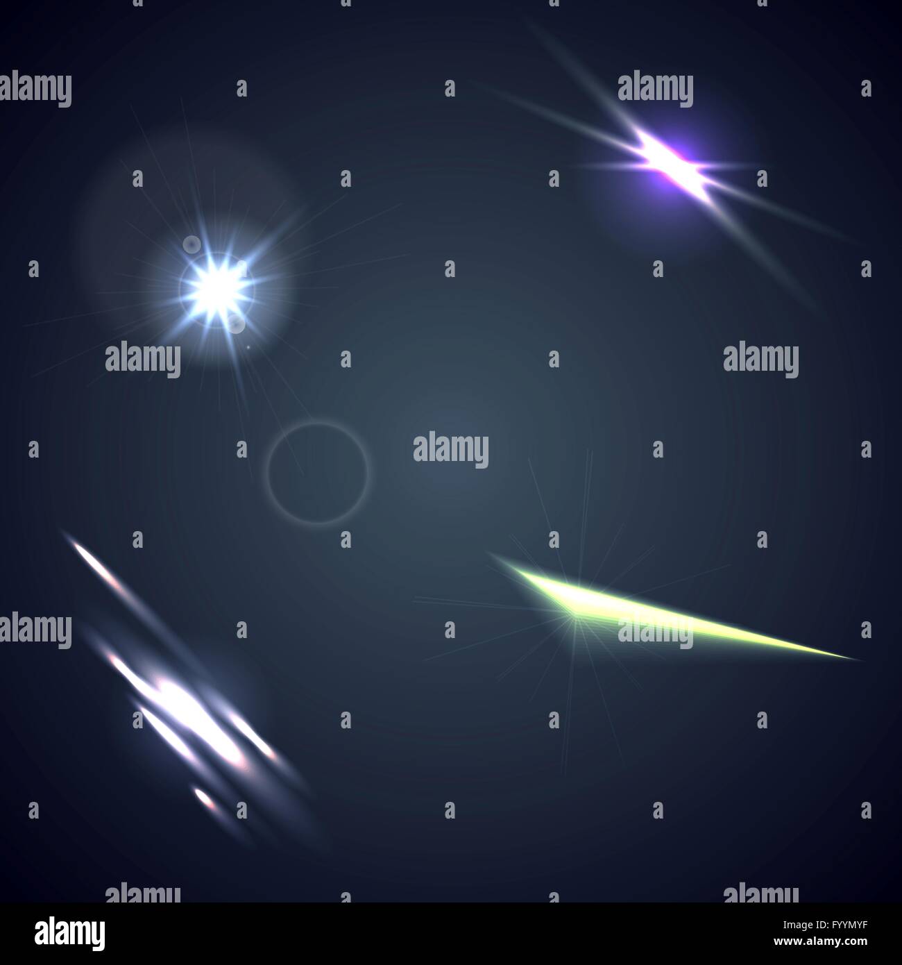 Bright lens flares and glow elements background Stock Photo - Alamy