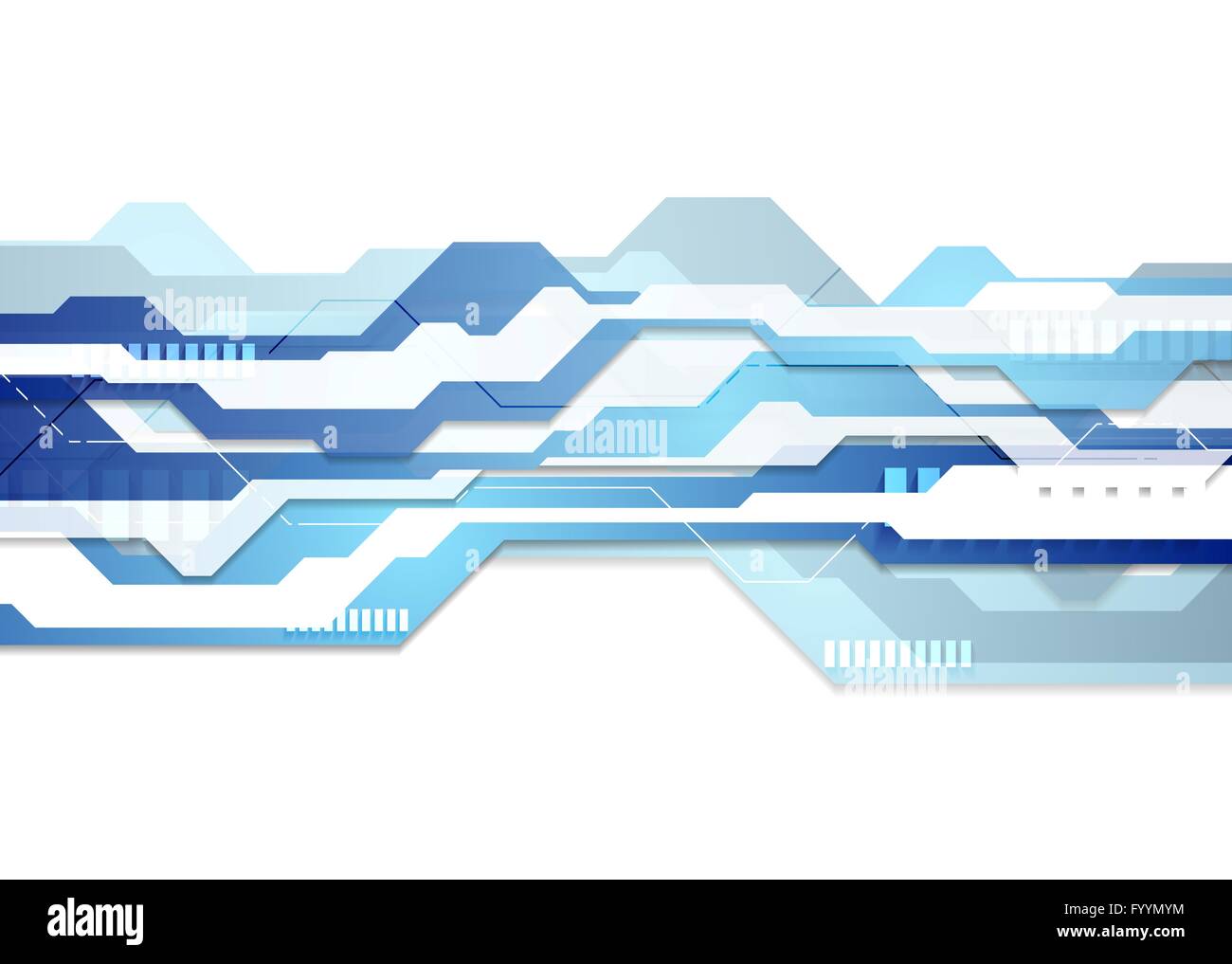 Blue and white tech geometric flyer background Stock Photo - Alamy