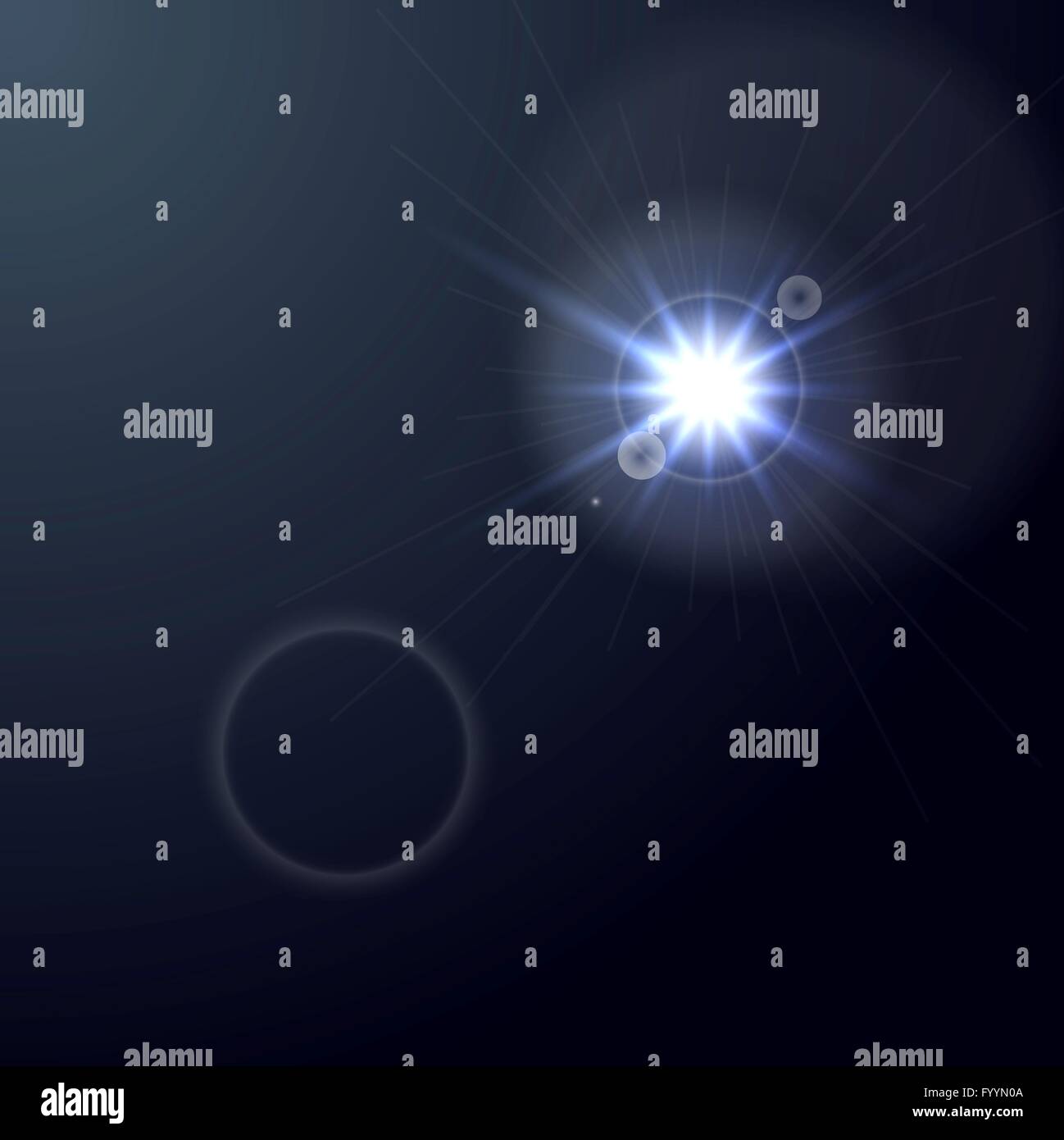 Shiny light lens flare on dark blue background Stock Photo - Alamy