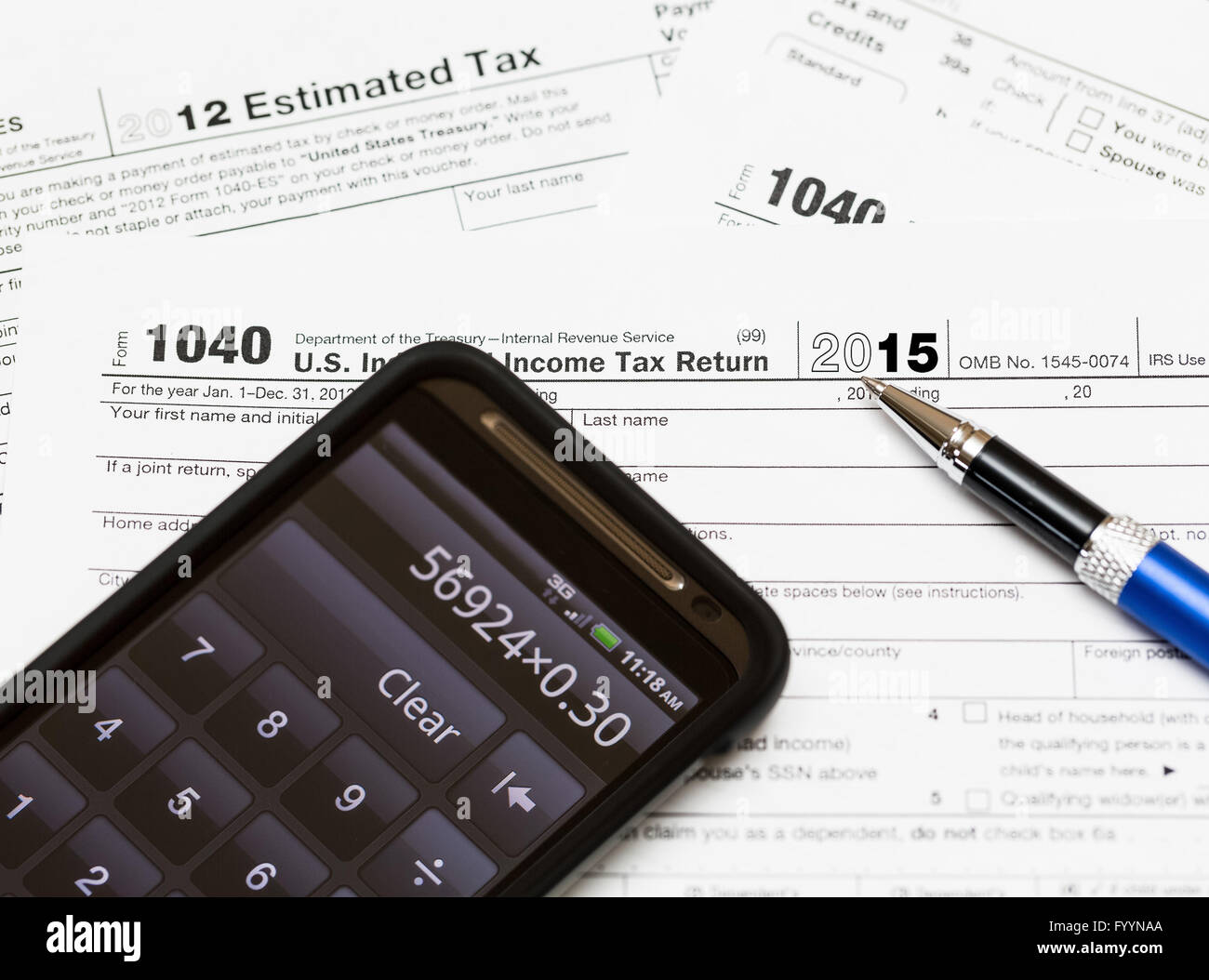 USA tax form 1040 for year 2015 Stock Photo - Alamy