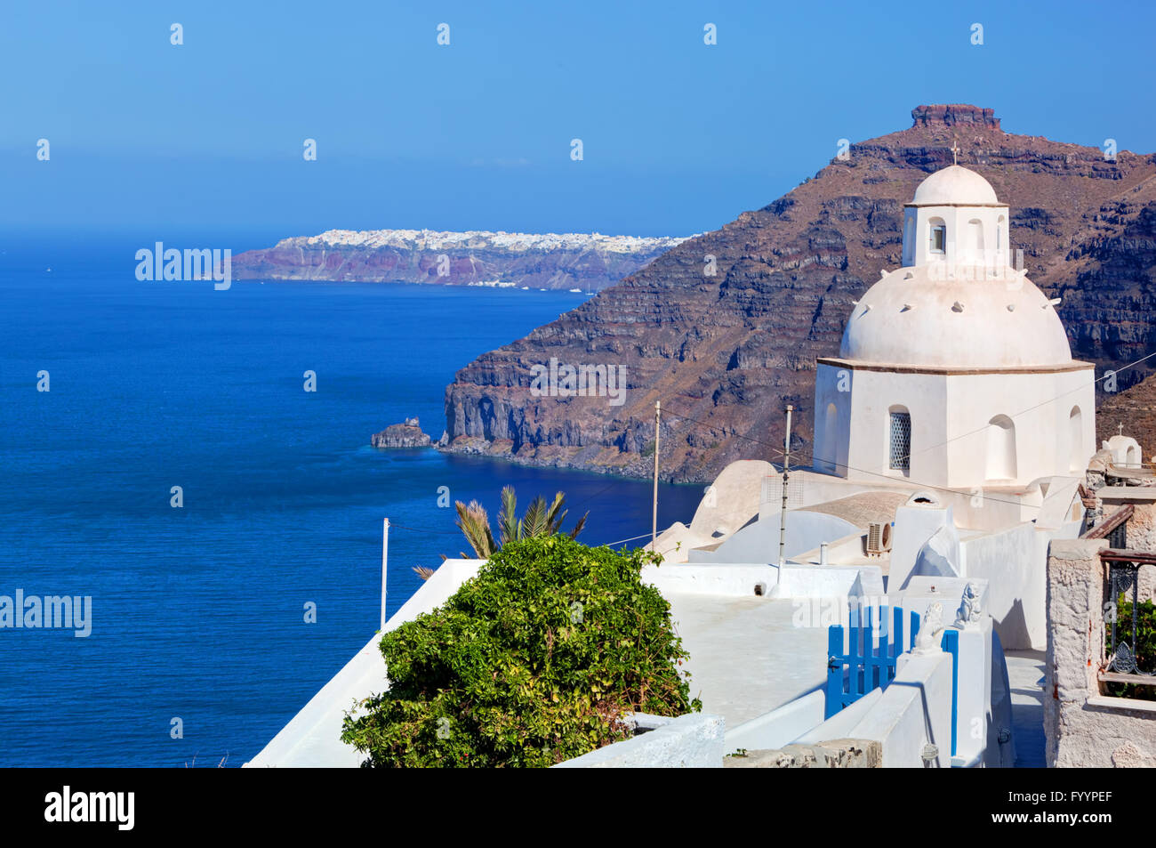 A white church in Fira on Santorini island Stock Photo - Alamy