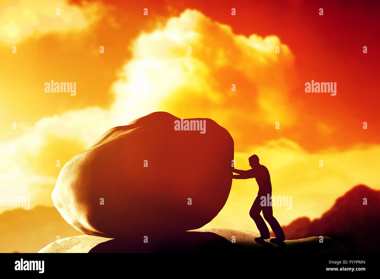 Man pushing boulder hi-res stock photography and images - Alamy