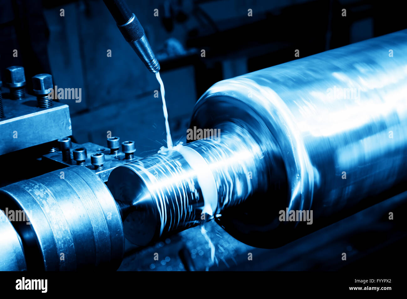 Industrial turning machine at work close-up Stock Photo - Alamy