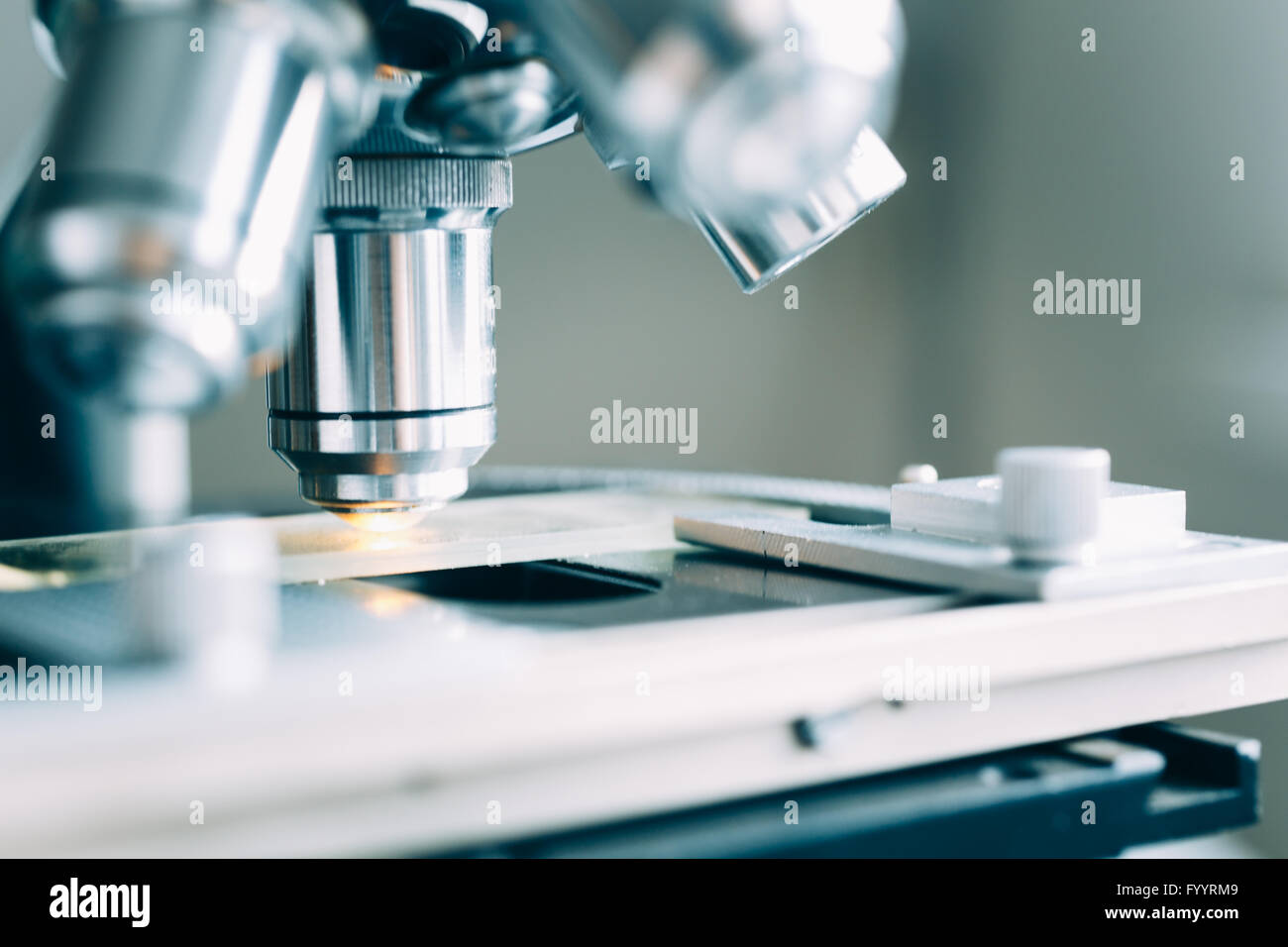 Microscope in Laboratory Stock Photo - Alamy