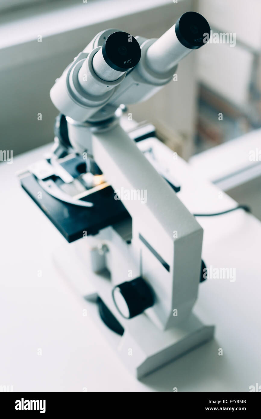 Microscope in Laboratory Stock Photo - Alamy