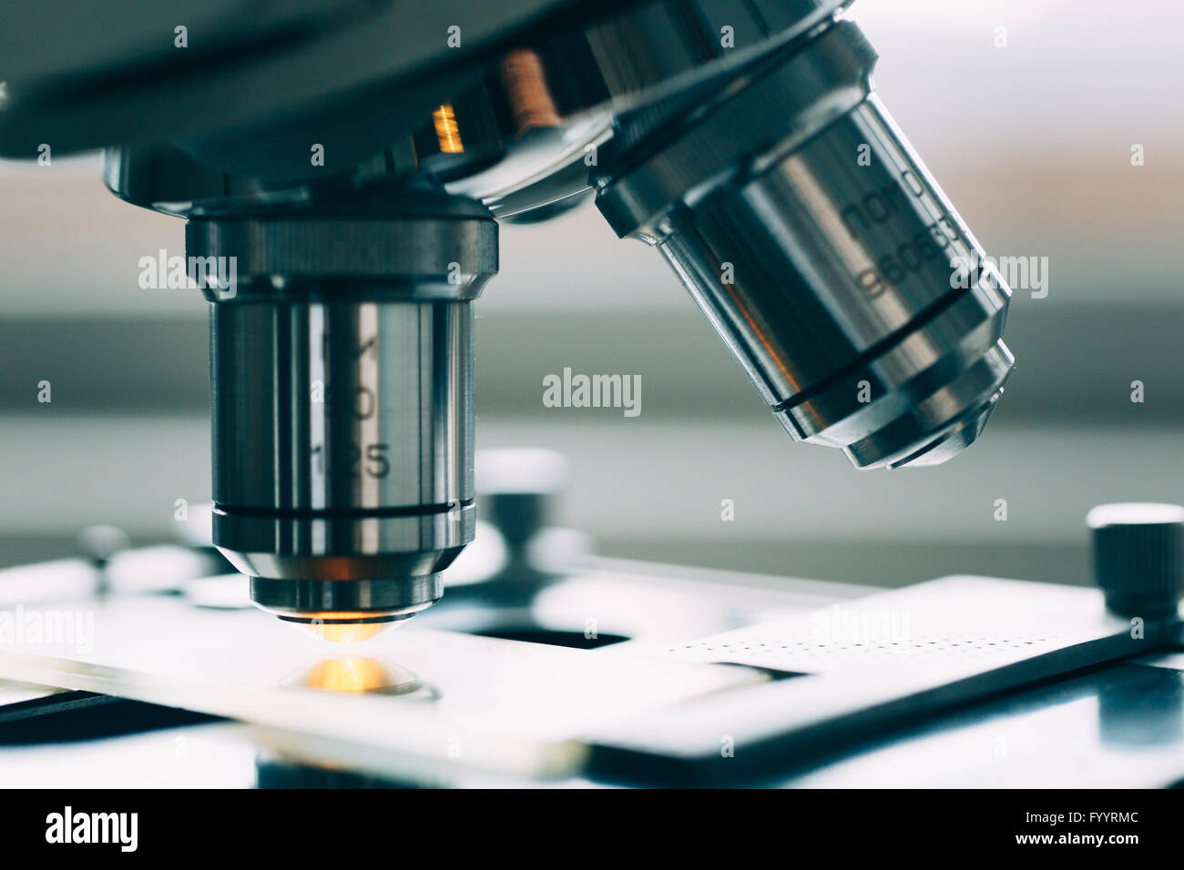 Microscope in Laboratory Stock Photo - Alamy
