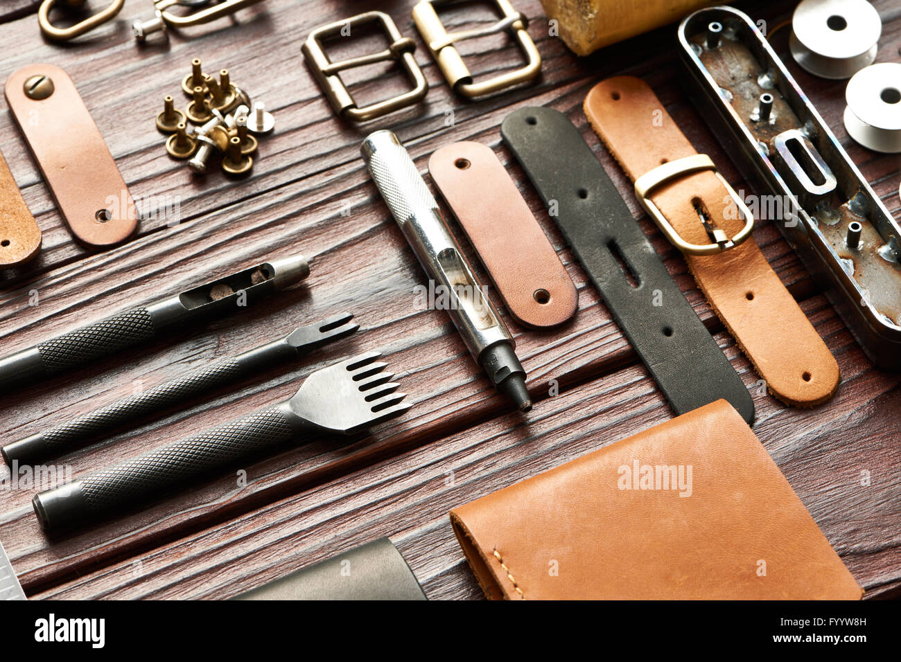 Leather crafting tools Stock Photo - Alamy