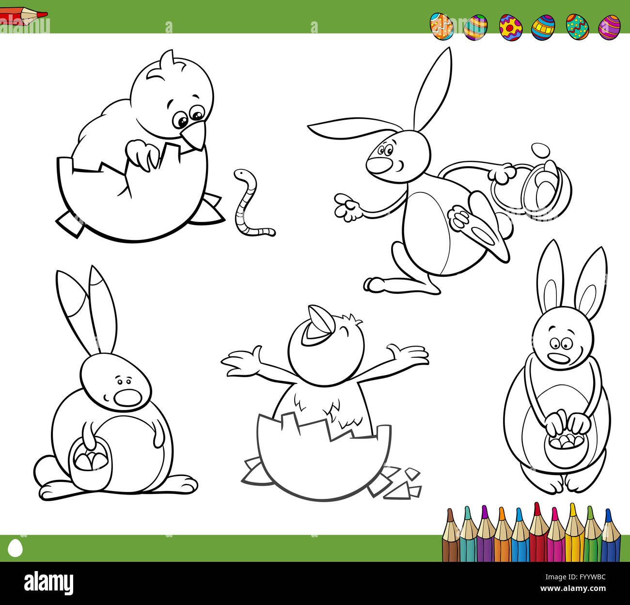 easter characters coloring book Stock Photo - Alamy