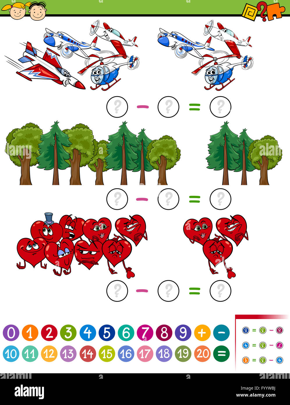 cartoon math task for kids Stock Photo - Alamy