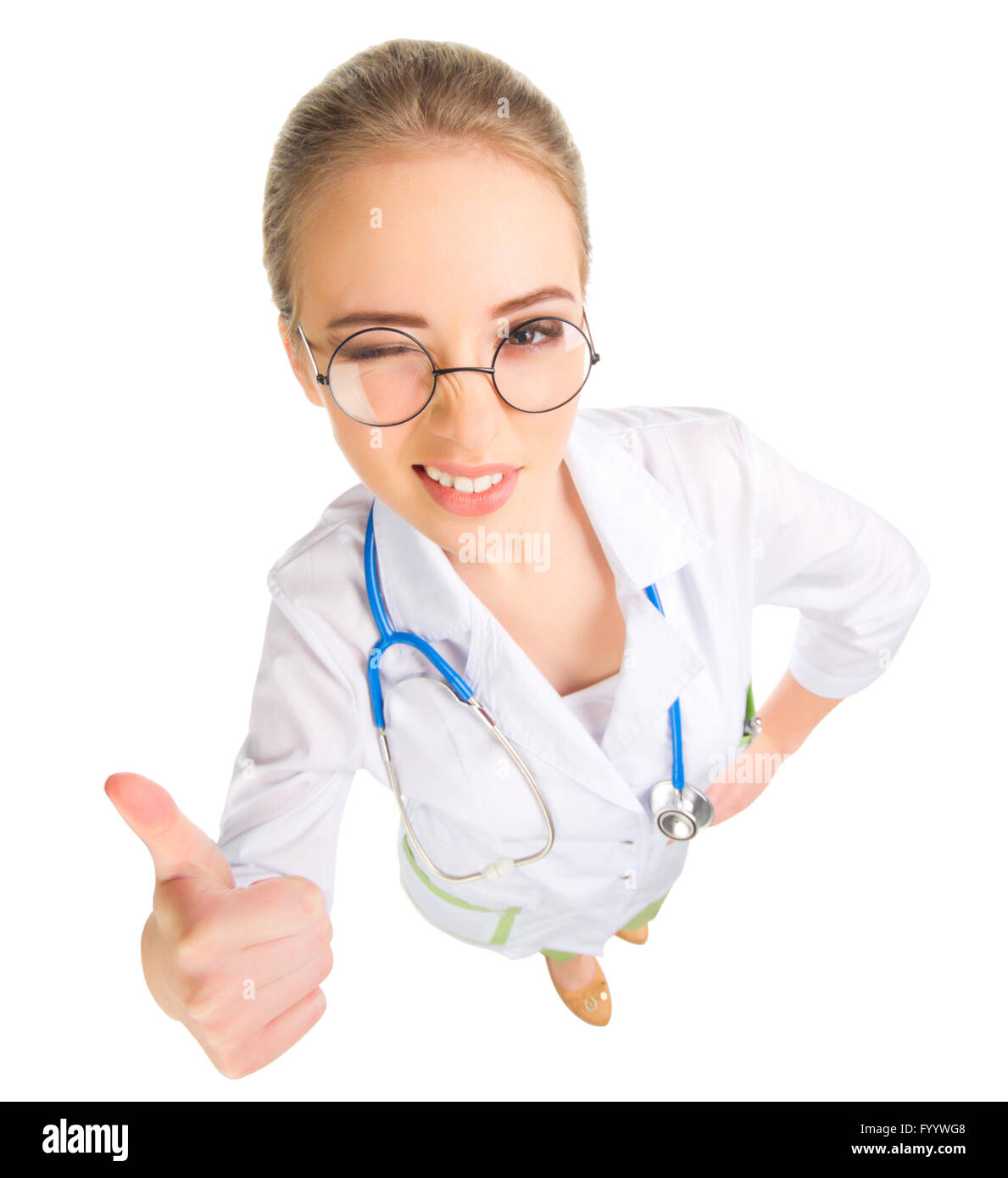 Young funny doctor isolated on white Stock Photo - Alamy