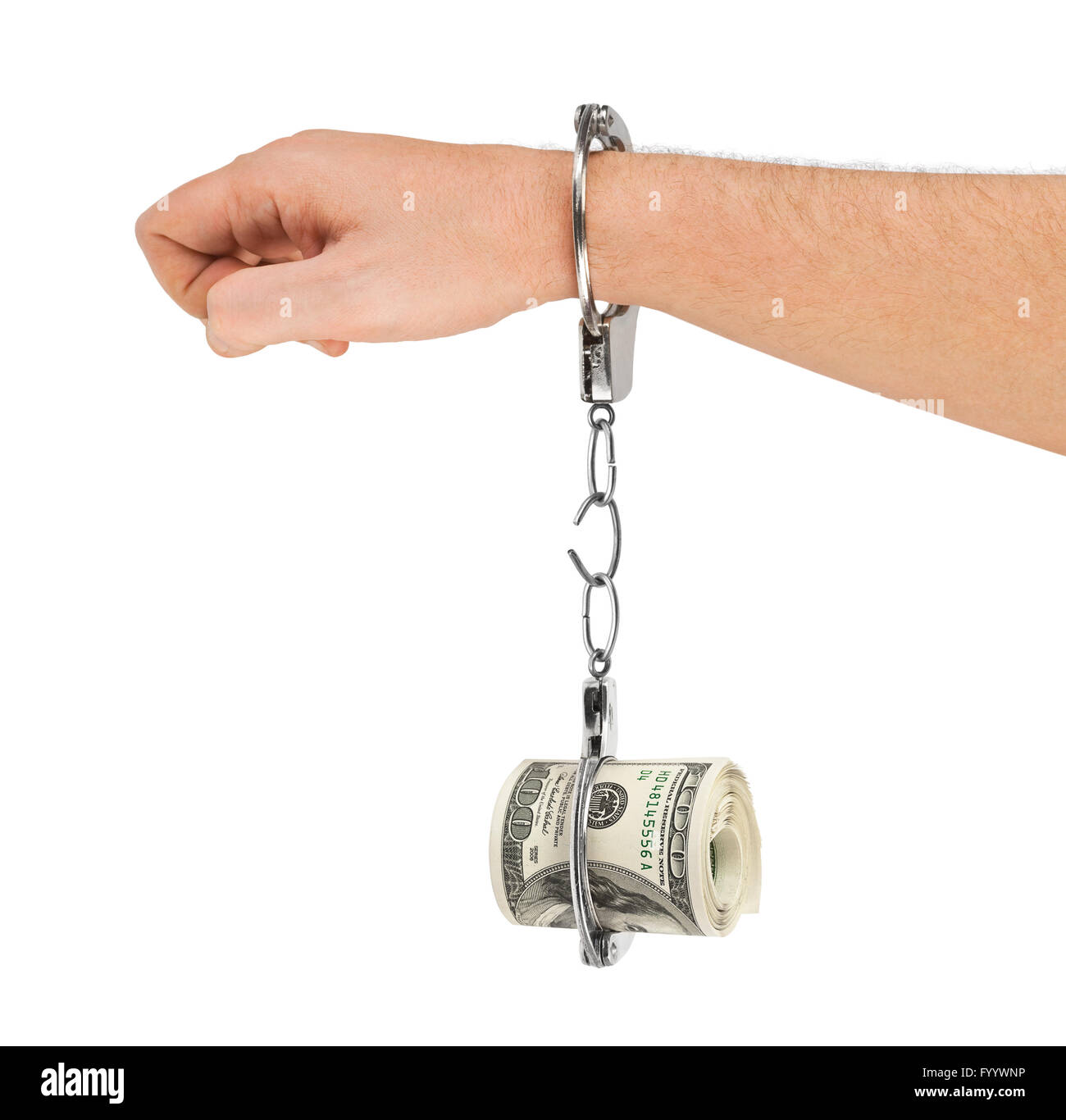 Hand with breaking handcuffs and money Stock Photo - Alamy