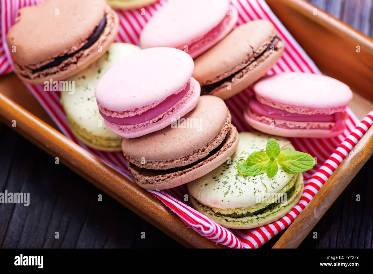 cookies on a table, color macaroons on a table Stock Photo - Alamy