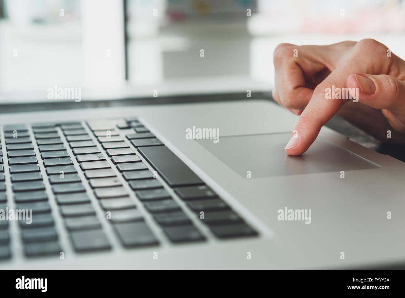 woman's hands working on laptop computer Stock Photo - Alamy
