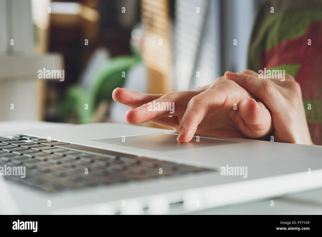 woman's hands working on laptop computer Stock Photo - Alamy