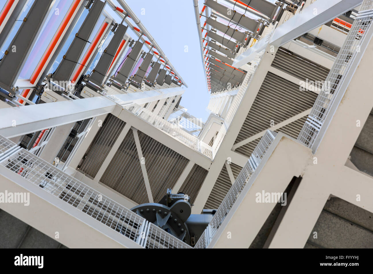 Top of the Shard of London building and its steel structure Stock Photo ...