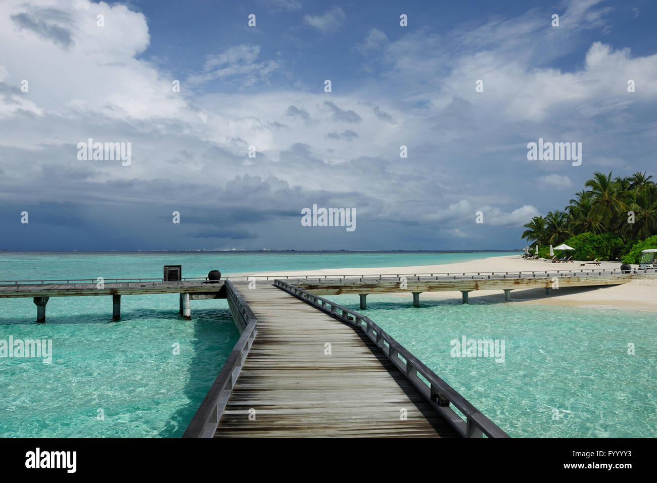 Beautiful beach with jetty Stock Photo - Alamy