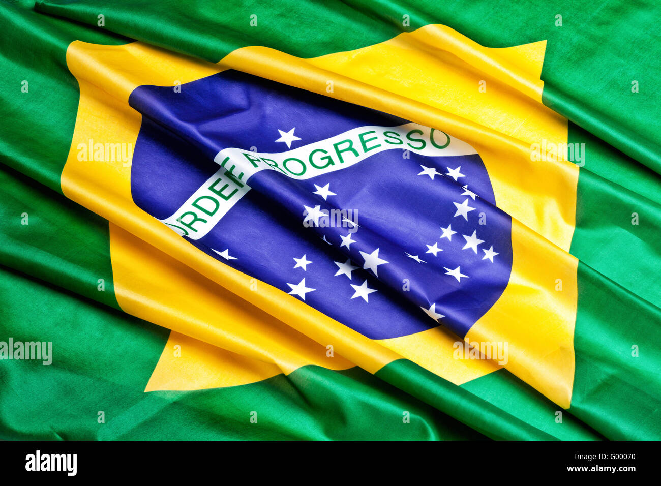 real fabric flag of brazil Stock Photo - Alamy