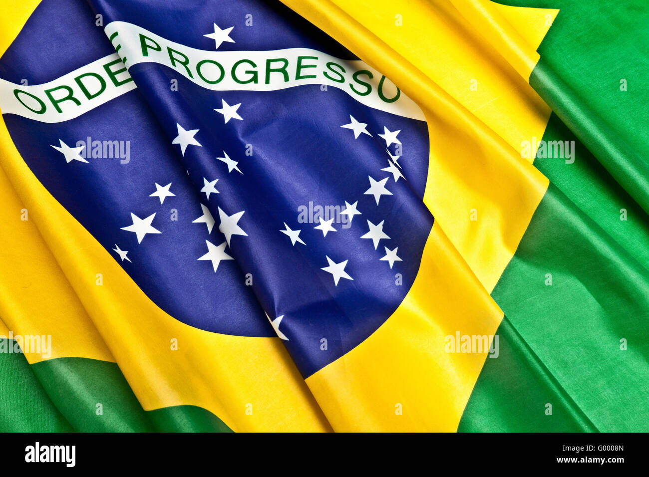 real fabric flag of brazil Stock Photo - Alamy