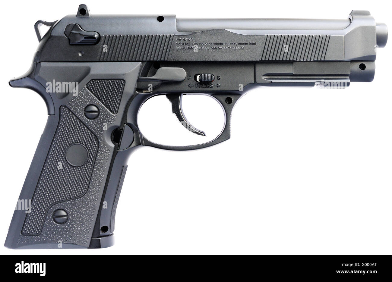 Replica steel handgun isolated on the white Stock Photo - Alamy