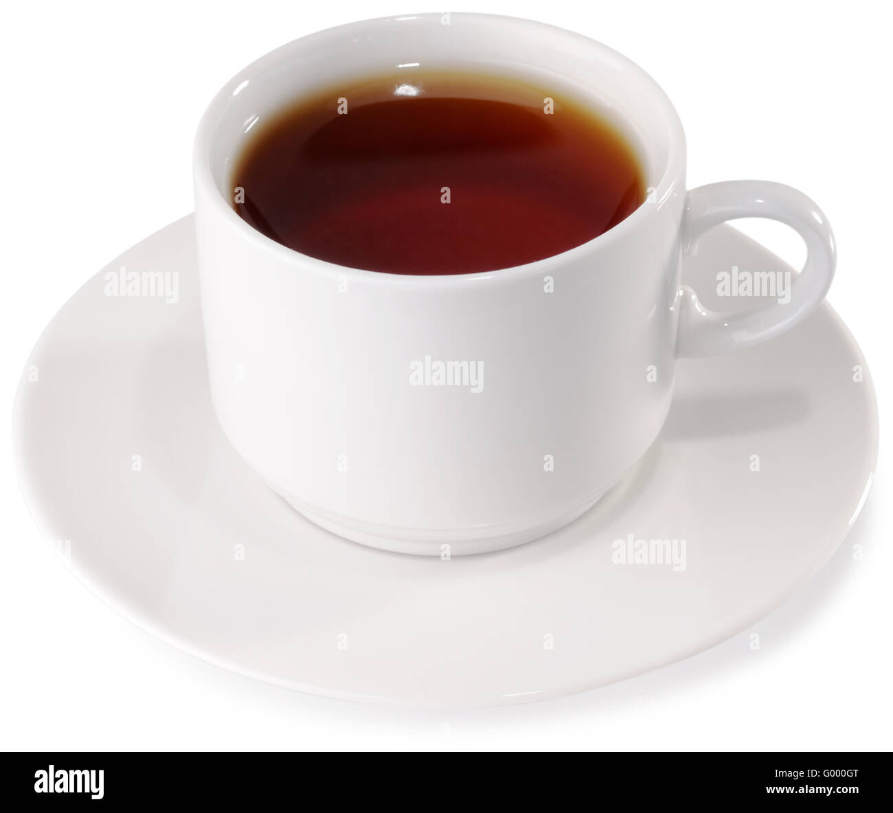 Cup of tea and saucer over white background Stock Photo - Alamy