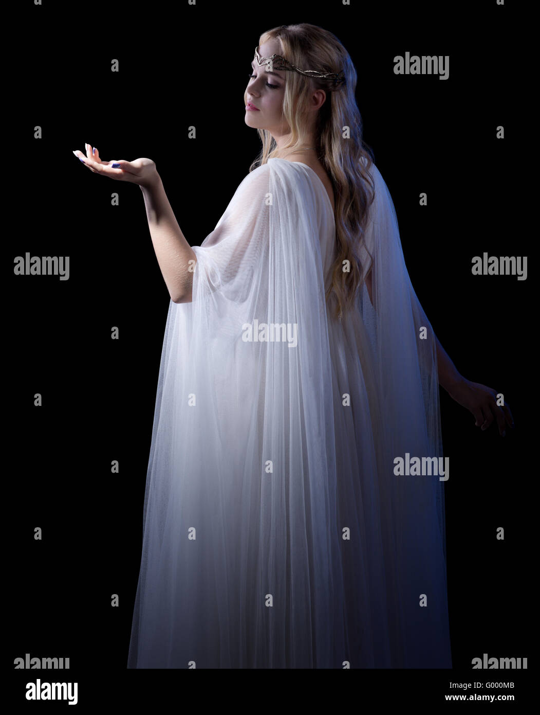 Young elven girl isolated on black Stock Photo - Alamy
