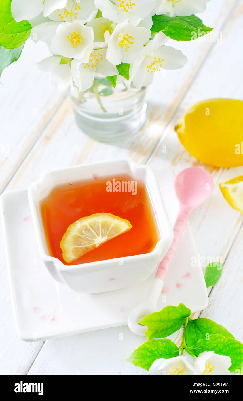 jasmin tea with lemon Stock Photo - Alamy