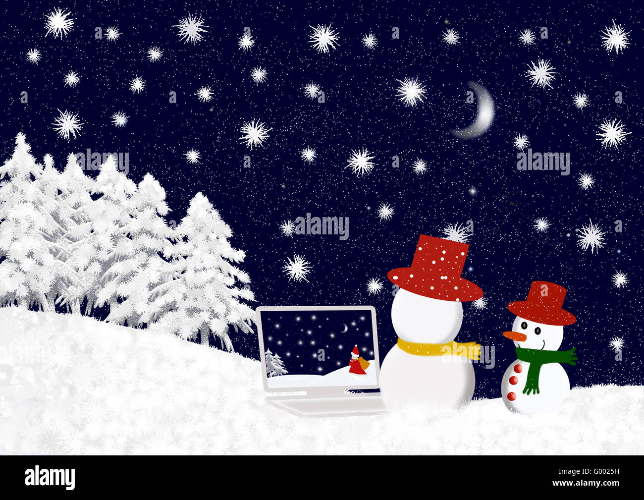 snowmen with laptop Stock Photo - Alamy