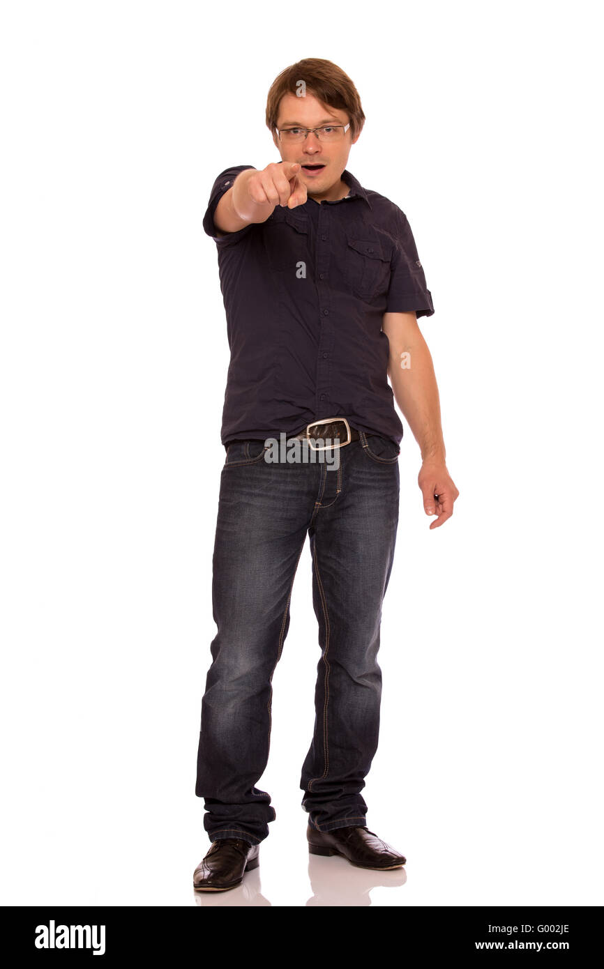Man glasses pointing up Cut Out Stock Images & Pictures - Alamy