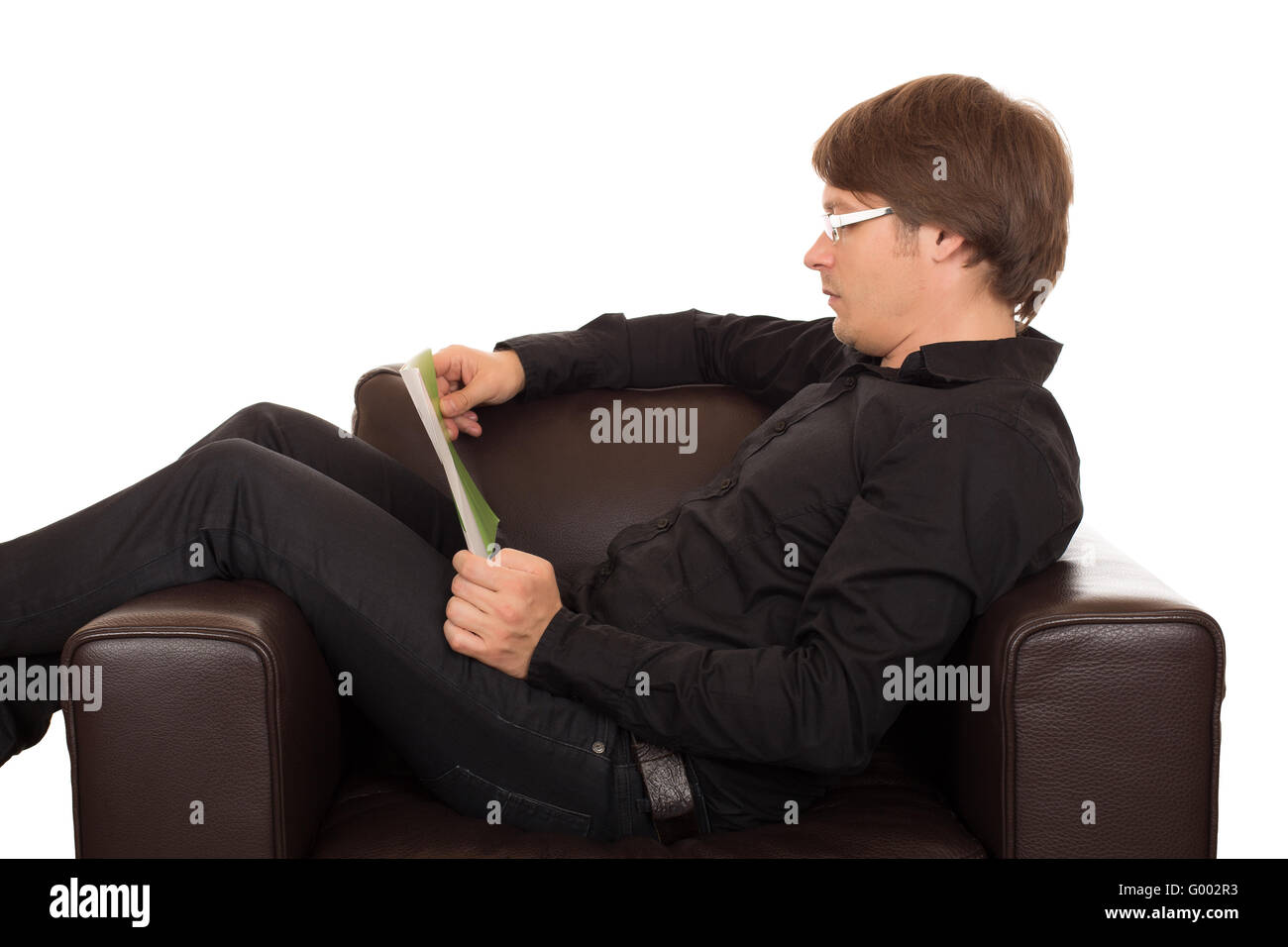 Man reading a book Stock Photo - Alamy