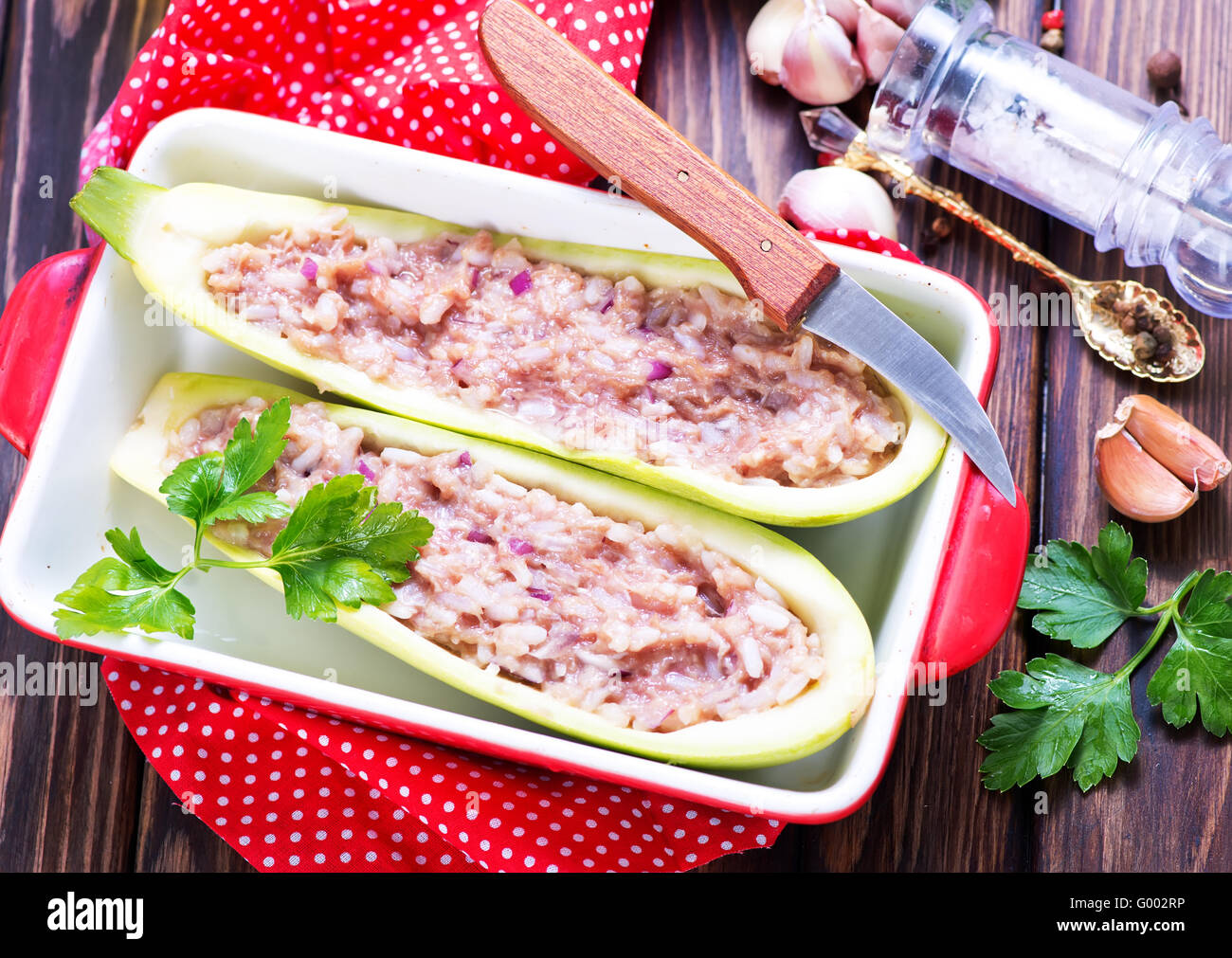 marrow stuffed with minced meat and rice Stock Photo - Alamy