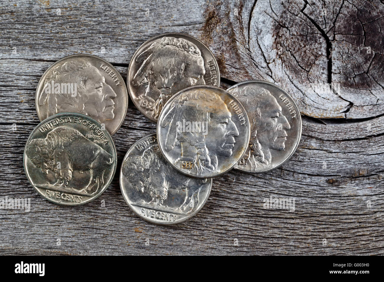 Indian Head Coins on Wood Stock Photo - Alamy