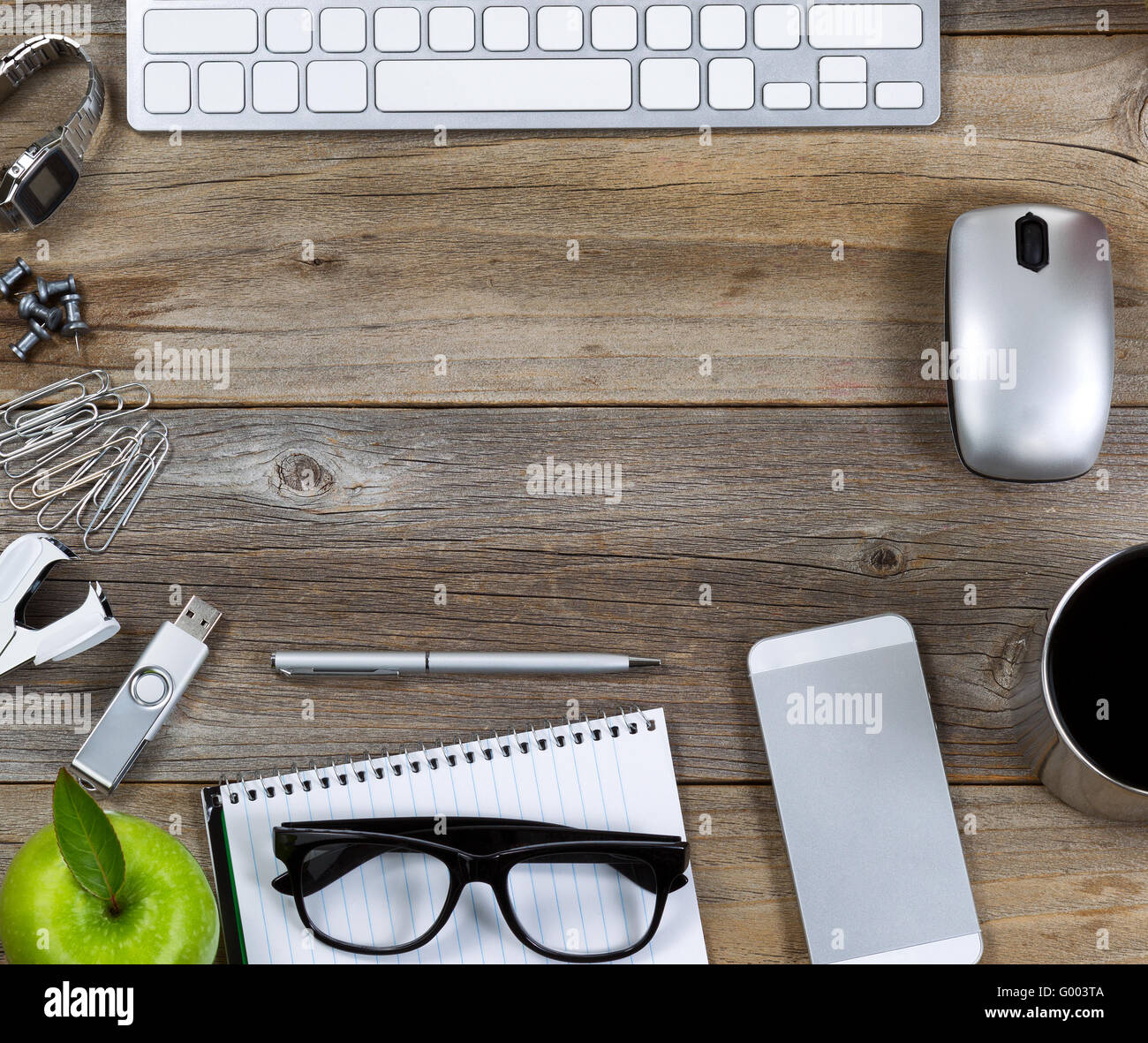 Quick desktop setup for workplace Stock Photo - Alamy