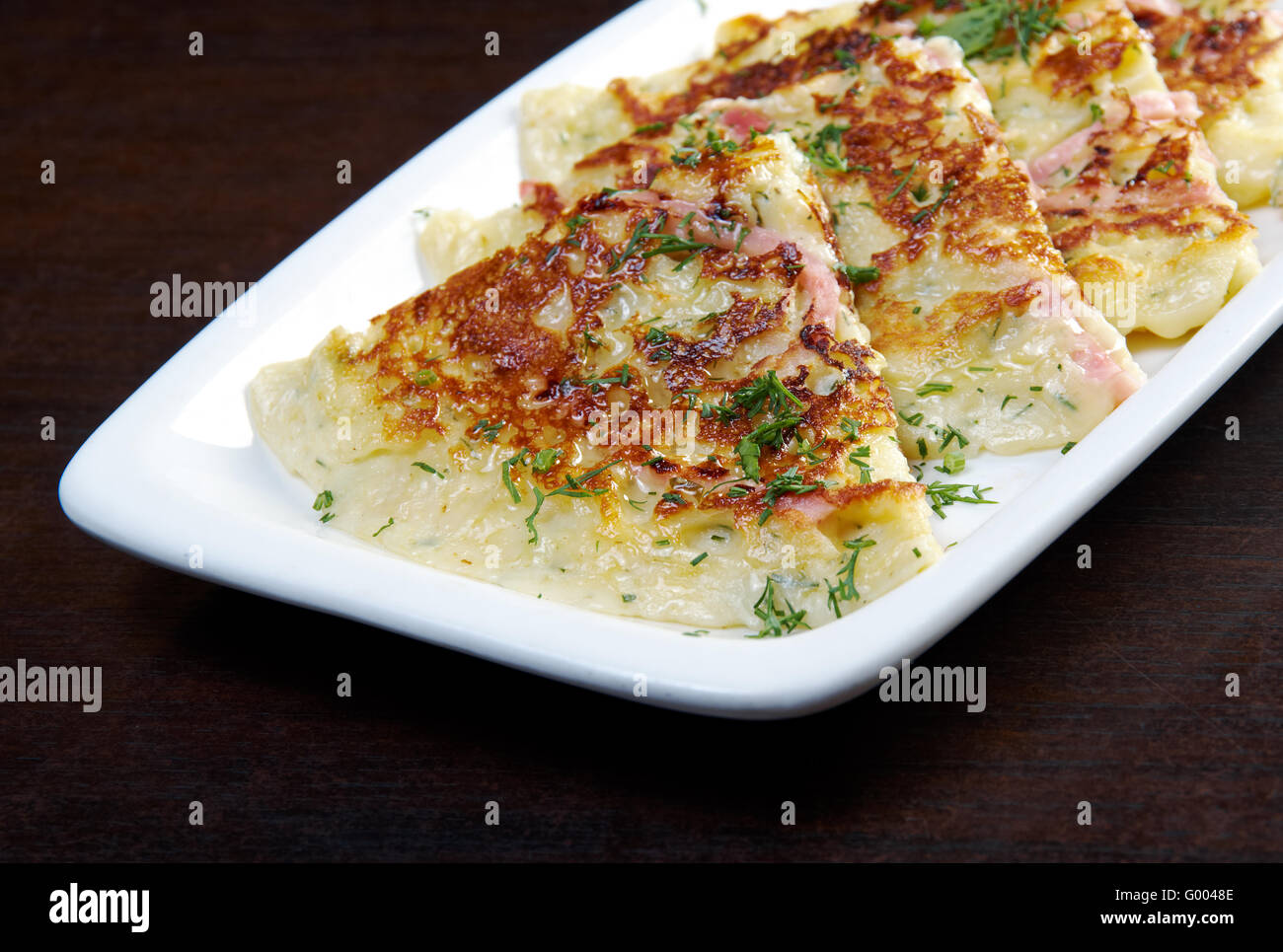 Fritters with Ham Stock Photo - Alamy